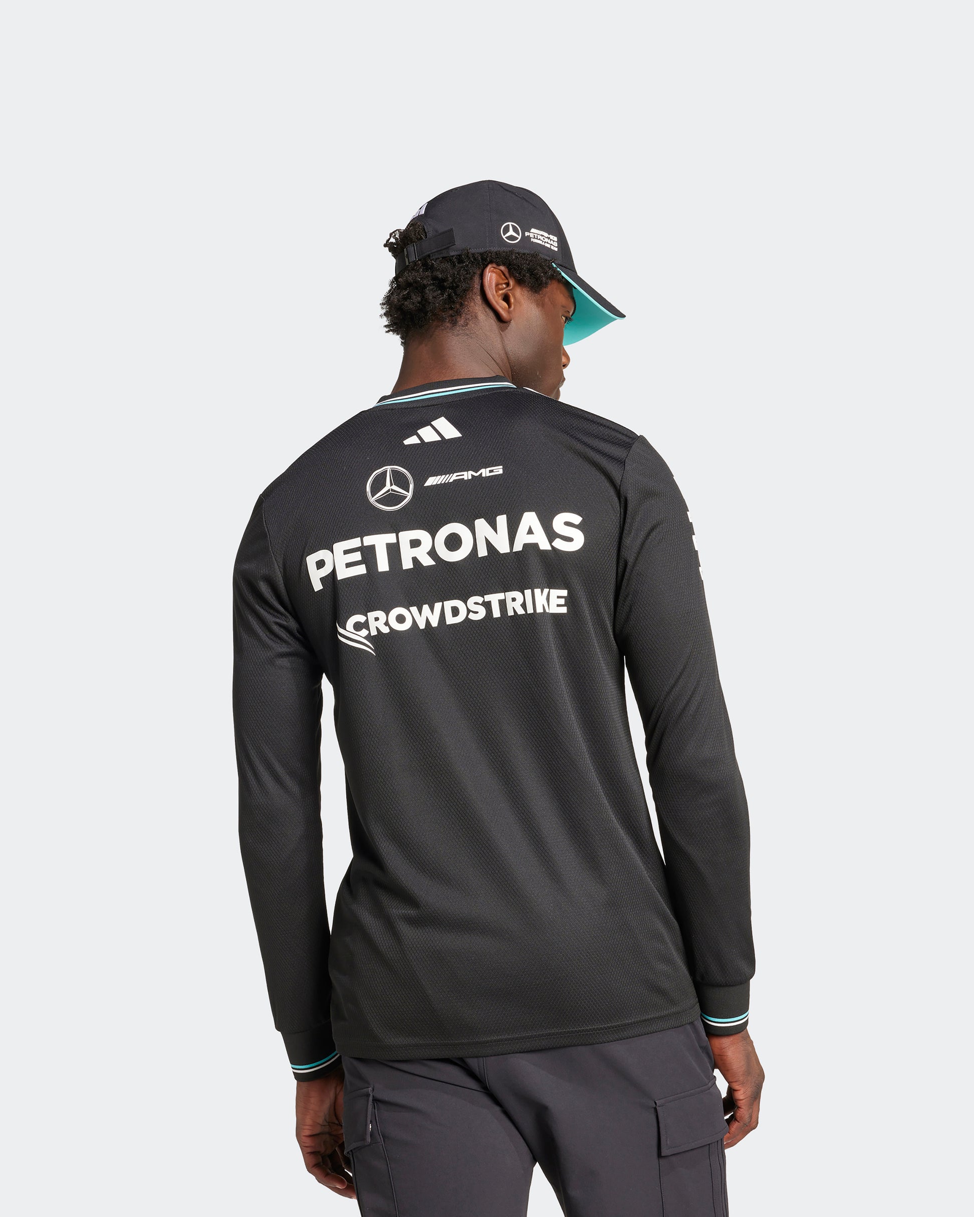 Mens 2025 Authentic Long Sleeve Driver Tee Black | Official Mercedes ...