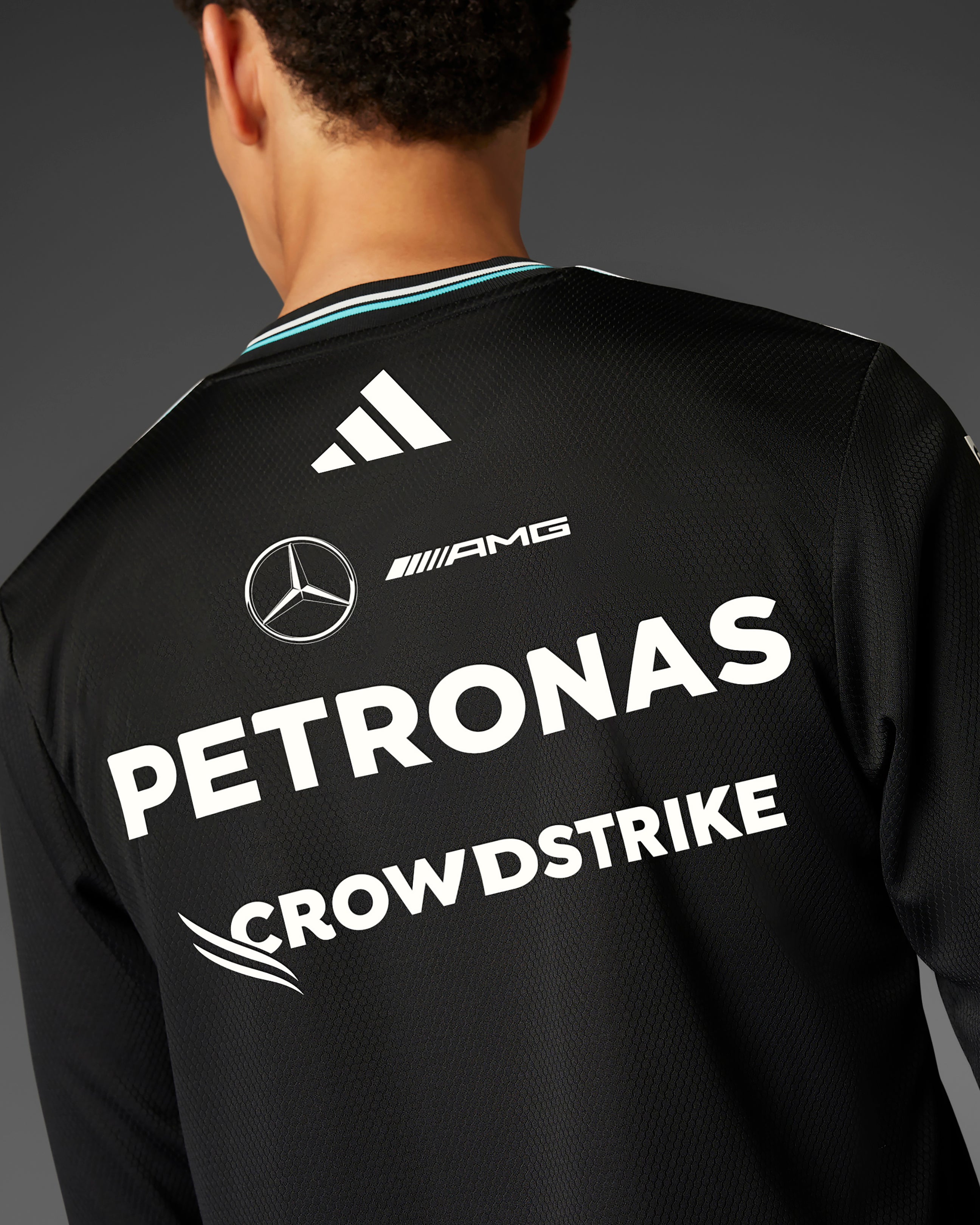 Mens 2025 Authentic Long Sleeve Driver Tee Black | Official Mercedes ...